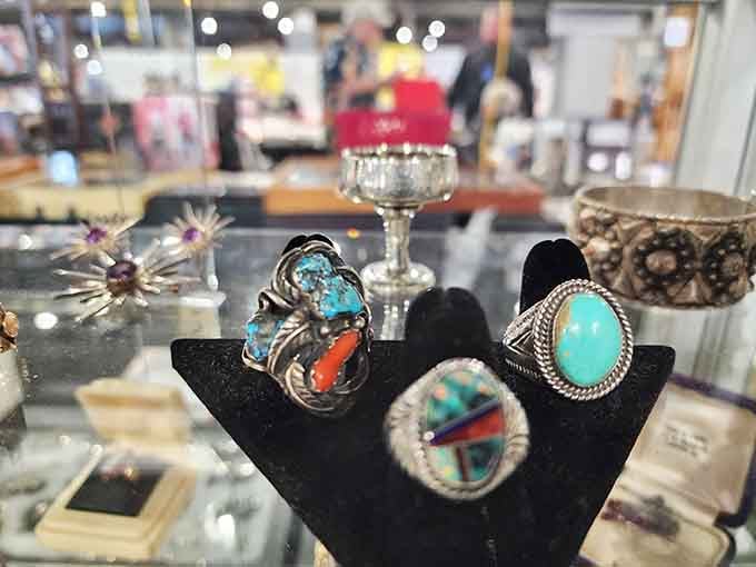 Turquoise and silver rings that channel serious Southwest vibes&mdash;your inner cowboy is calling.