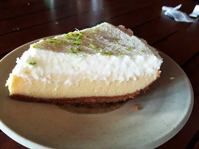 The key lime pie strikes that perfect balance between sweet and tart, topped with a whisper of lime zest for extra zing.