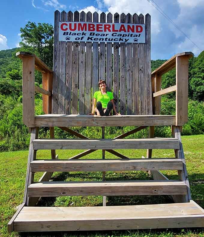 Cumberland's oversized chair photo op proves that even "Black Bear Capital of Kentucky" has a playful side and excellent selfie opportunities.