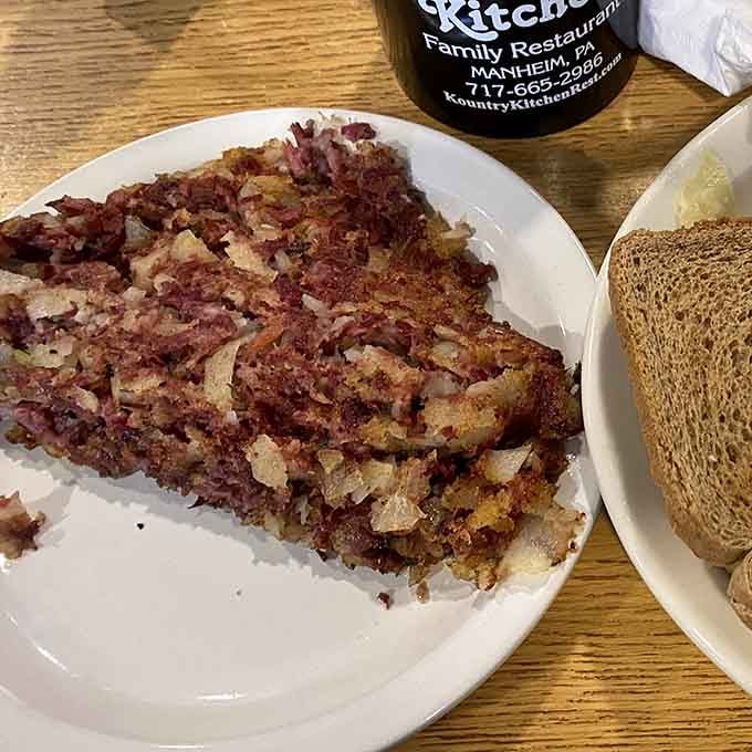 Corned beef hash done right, with crispy edges and tender centers that prove some classics never need updating or improvement.