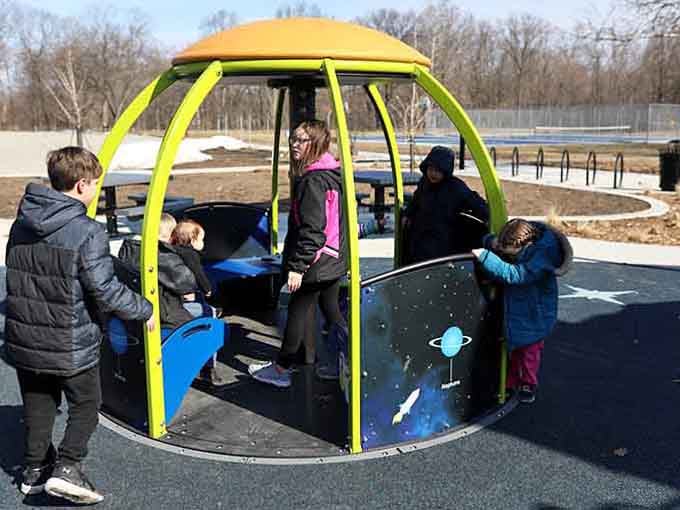 This planet-themed carousel spins kids into orbit while parents enjoy watching from the sidelines without getting dizzy themselves.