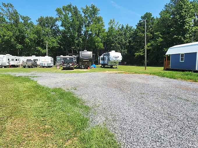 RV paradise where nomads put down temporary roots, swapping stories under starlit skies that don't cost a dime to enjoy.