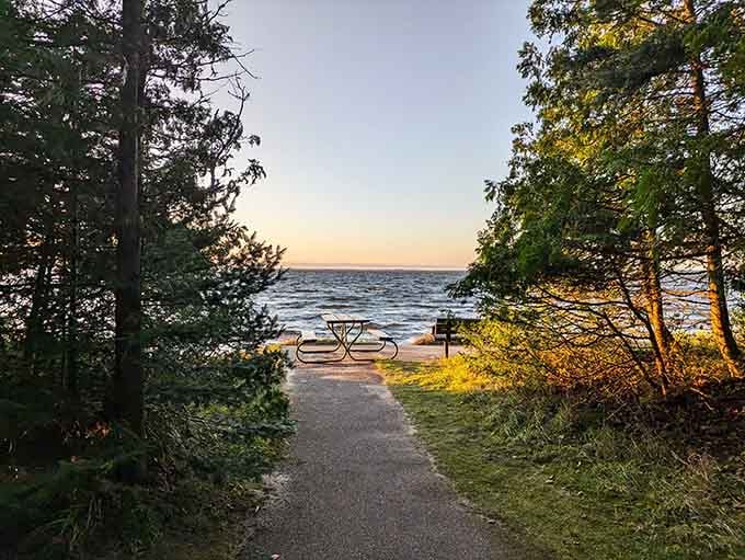 Indian Lake State Park provides peaceful shoreline views where Lake Michigan's beauty unfolds without the tourist crowds.