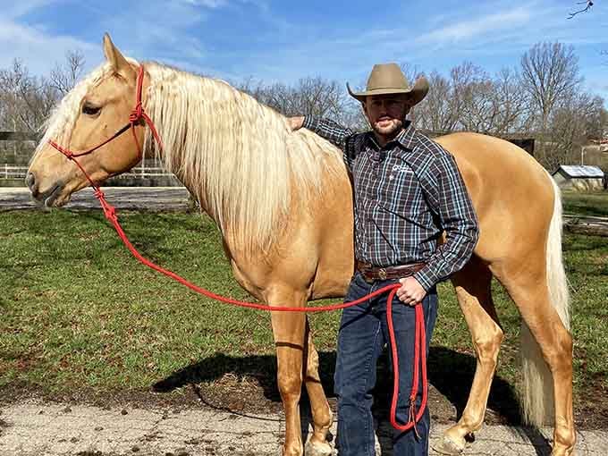 Nothing says authentic Kentucky like a palomino and its cowboy, living the Bluegrass dream one day at a time.
