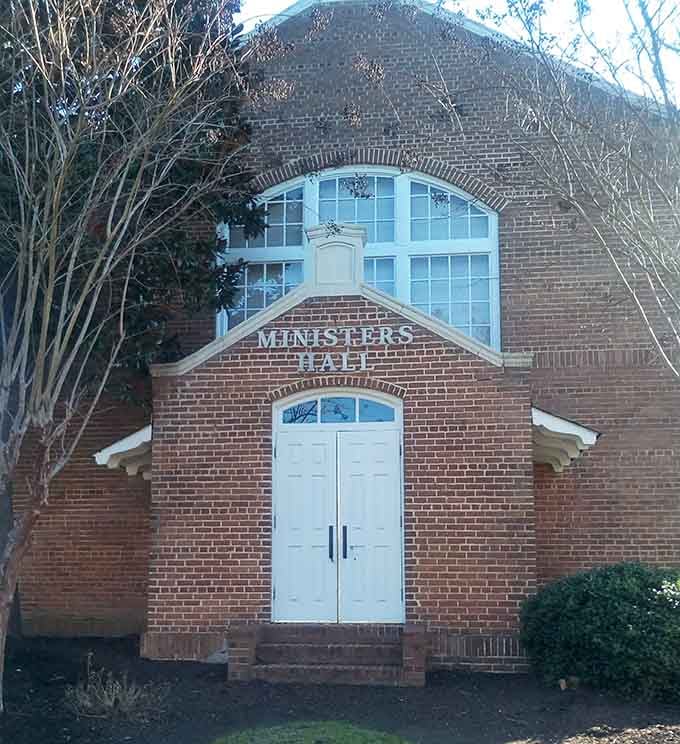 Ministers Hall's brick fa&ccedil;ade and white doors speak of Sunday gatherings and community bonds that have weathered decades of change.