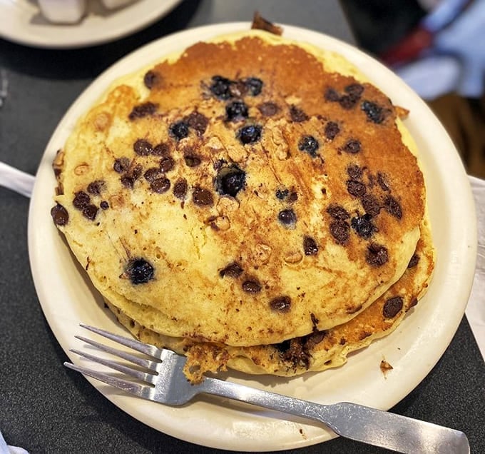 Chocolate chip pancakes that could make a grown adult forget all about their low-carb resolutions without hesitation.