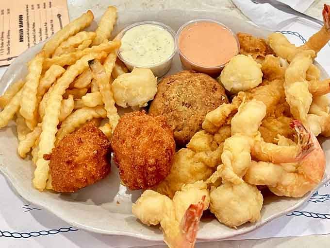 When you can't decide, the seafood platter delivers everything at once, a greatest hits album on a plate.