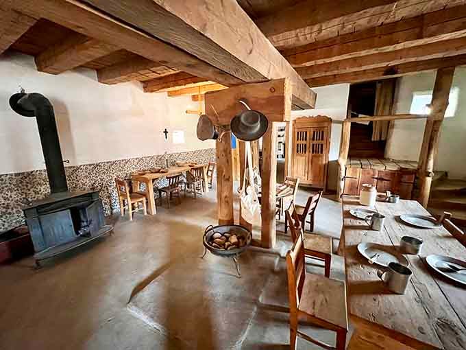 The dining area shows how communal meals brought together traders, travelers, and locals in a space that valued function over fancy.
