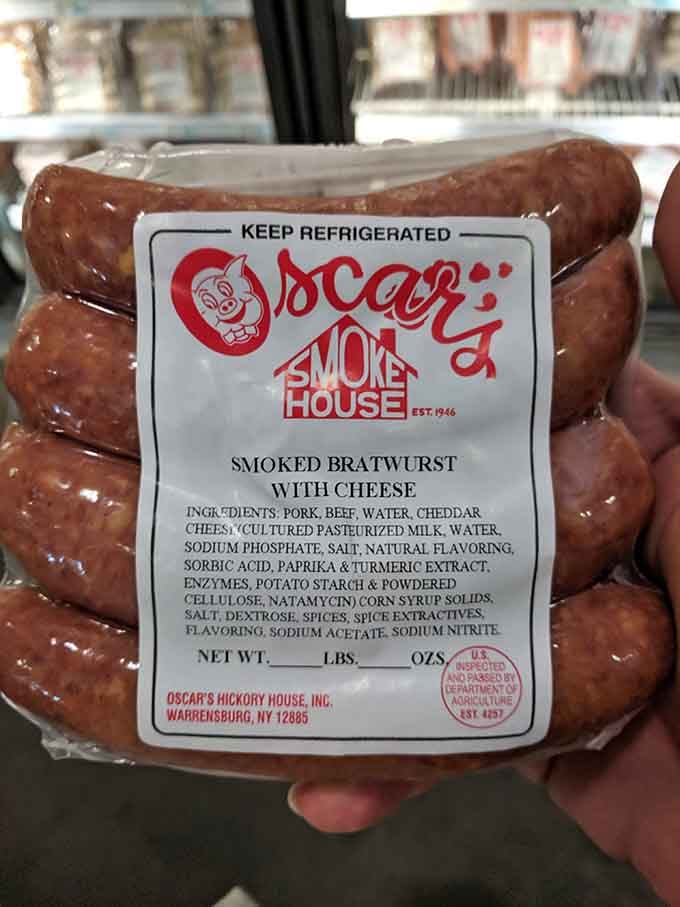 Smoked bratwurst with cheese because sometimes regular bratwurst just isn't living up to its full potential in life.