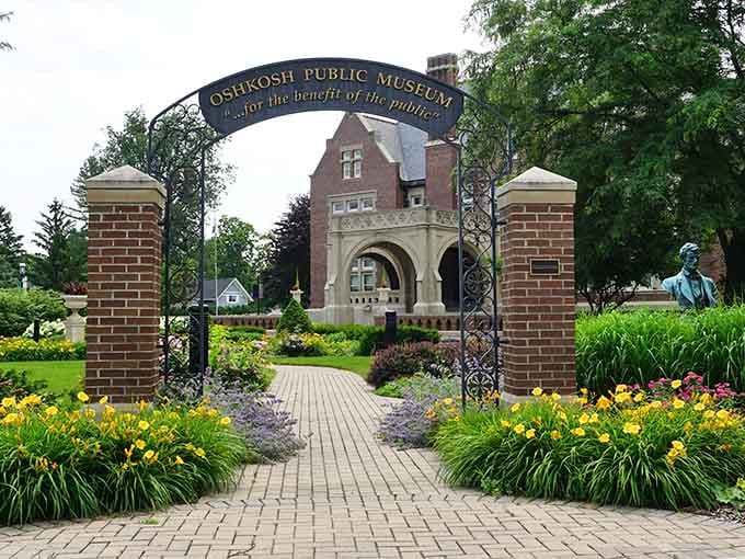 The Oshkosh Public Museum welcomes visitors through a garden path that somehow makes learning about local history seem downright enchanting.