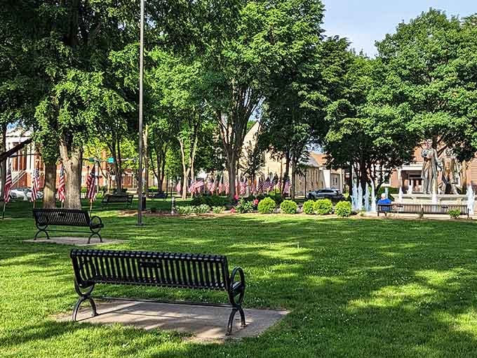 Washington Square Park's manicured lawns and mature trees create the perfect spot for picnics and presidential history.