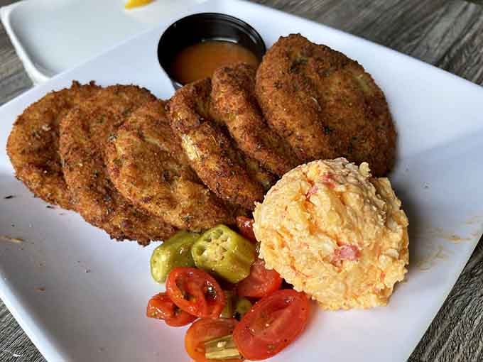 Fried green tomatoes golden and crispy enough to convert even the most devoted red tomato fans.