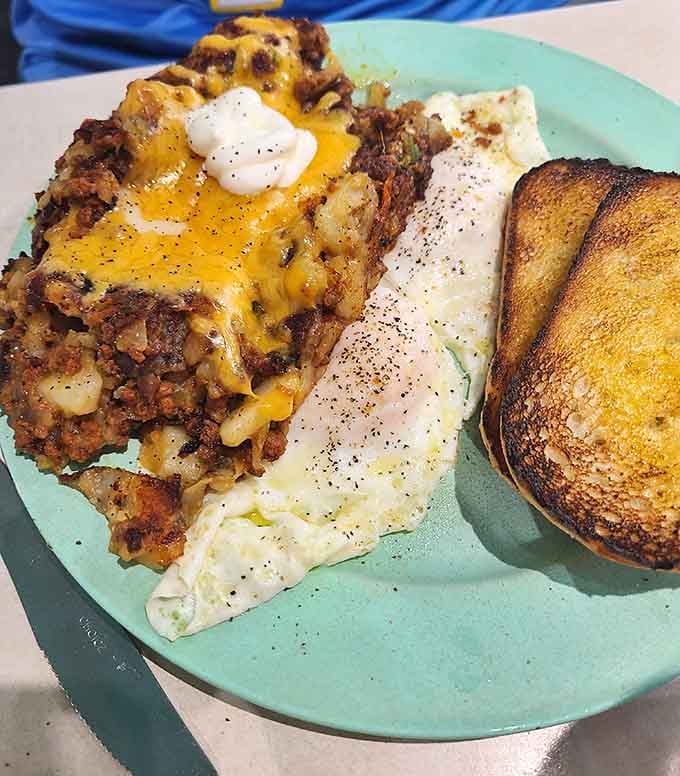 That chorizo hash looks like a flavor explosion happened on your plate, and you're the lucky witness to the aftermath.