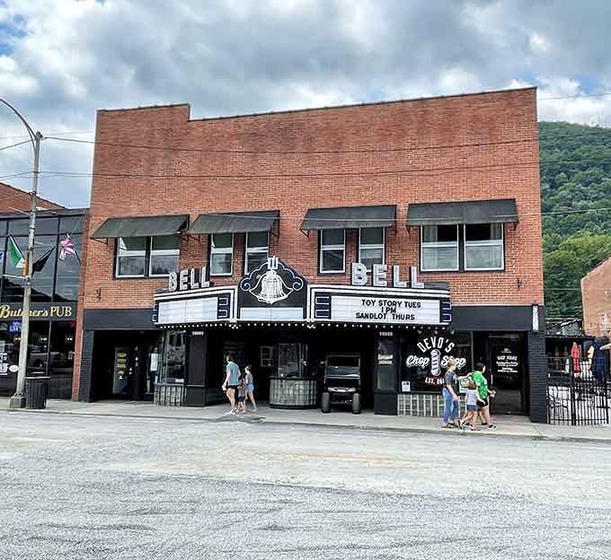 The Bell Theater's marquee promises entertainment in a building that remembers when movies were events.