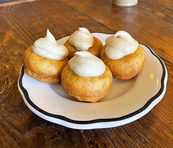 Vanilla cream-topped doughnuts sitting pretty, proving that sometimes the classics know exactly what they're doing after all.