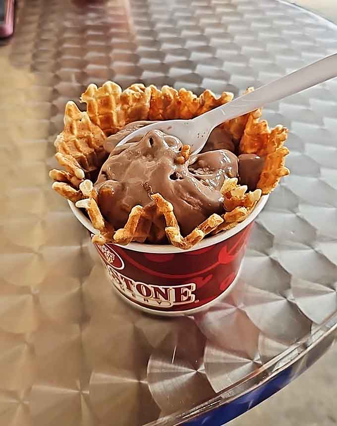 Cold Stone ice cream in a waffle bowl makes the perfect treat after quality time with your new friends.