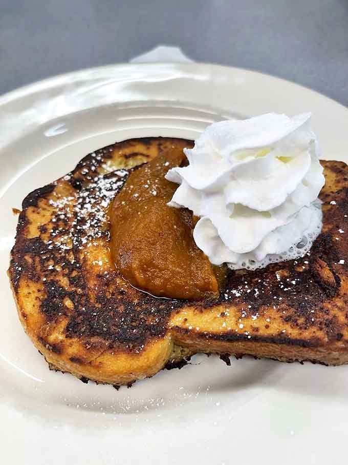 French toast that doesn't just say good morning&mdash;it sings it with a dollop of whipped cream and what appears to be pumpkin perfection.