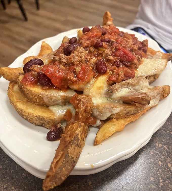 Chili cheese fries that laugh in the face of portion control and make no apologies whatsoever.