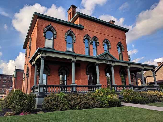 The Robert H. Jackson Center's stately brick exterior houses exhibits on the Supreme Court Justice who served as chief prosecutor at the Nuremberg Trials.