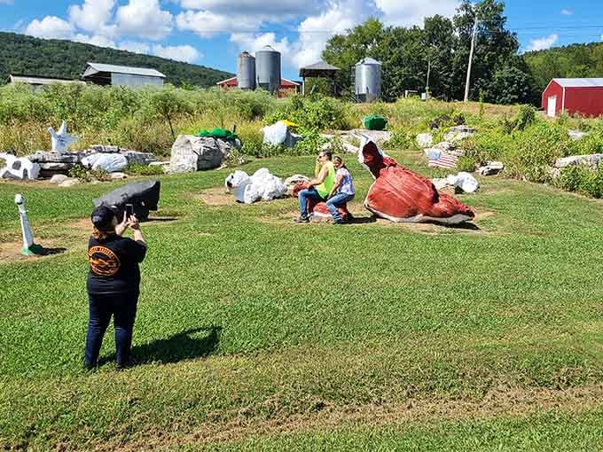 Kids instinctively understand what adults sometimes forget: giant painted rocks are absolutely worth stopping for and exploring thoroughly.