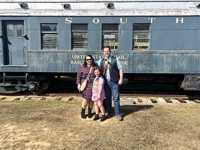 Three generations discovering that trains are still cooler than any video game, and the Wi-Fi signal is gloriously nonexistent here.
