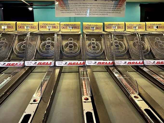 Skee-Ball lanes that have settled more friendly competitions than any referee ever could, tickets not required for bragging rights.
