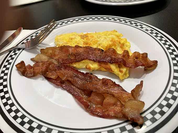 Sometimes the simplest breakfast is the best breakfast &ndash; perfectly scrambled eggs and bacon that knows its job.