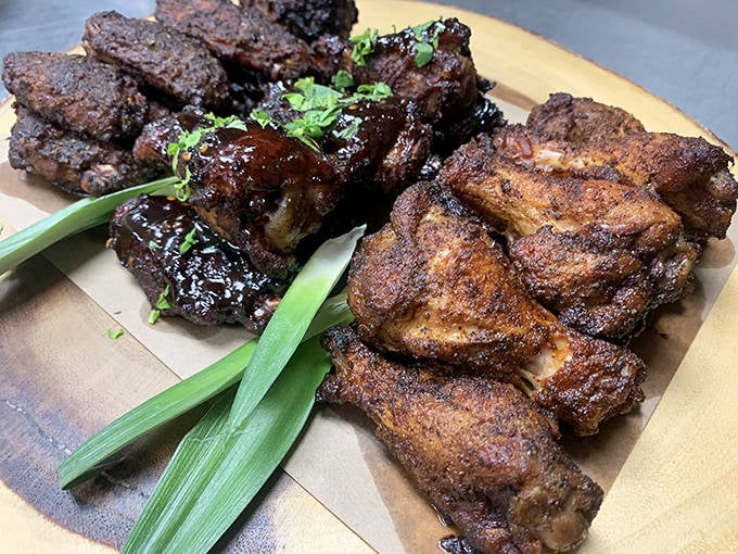 These chicken thighs have clearly been introduced to smoke and spice in the most delicious way possible. The color alone tells the story.