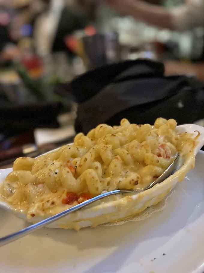 Five-cheese mac topped with king crab is the kind of indulgence that makes salads weep with jealousy everywhere.