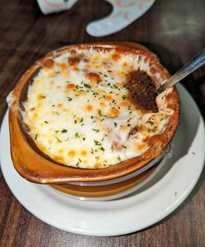 French onion soup bubbling with cheese is the kind of warm hug your taste buds have been craving.