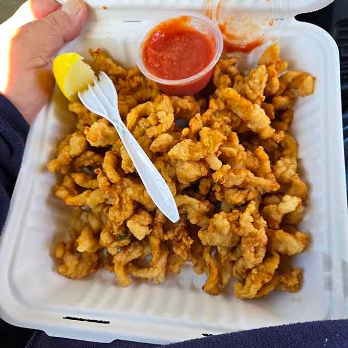 Golden fried clams that prove sometimes the simplest preparations are the most satisfying &ndash; crispy perfection on every piece.