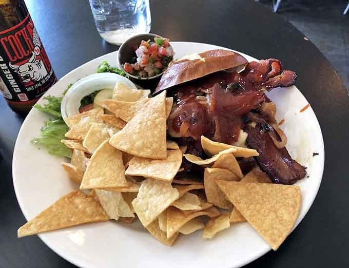 The Colorado Western bison burger topped with bacon shows why locally sourced ingredients make all the difference here.