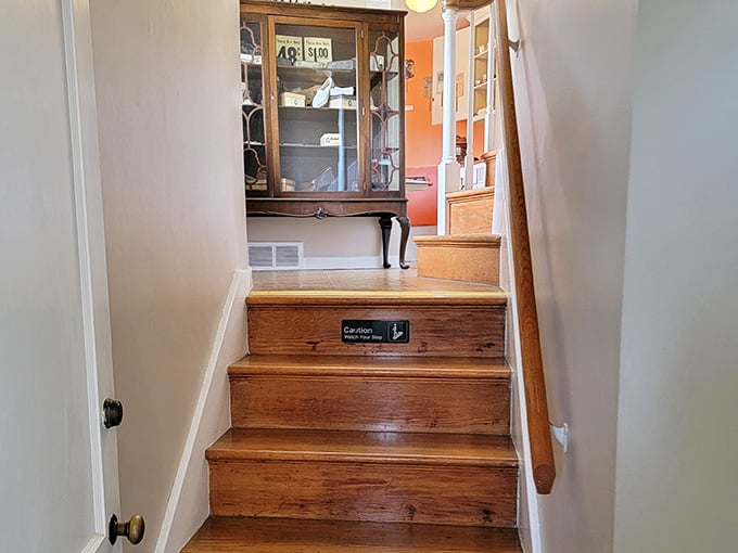 These wooden stairs lead you up into one of Pennsylvania's most delightfully bizarre living spaces.