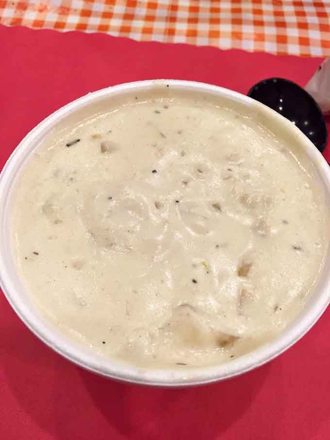 This creamy New England clam chowder is thick enough to stand a spoon in and delicious enough to dream about.