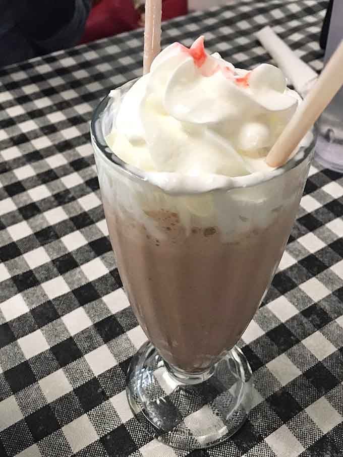 That chocolate shake is thick enough to require actual effort, which somehow makes it taste even more rewarding and nostalgic.