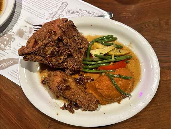 Honey pecan fried chicken with green beans proves that Southern comfort food never goes out of style, ever.