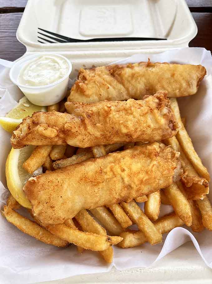 Beer-battered cod with crispy fries proves that sometimes the classics become classics for very good reasons indeed.