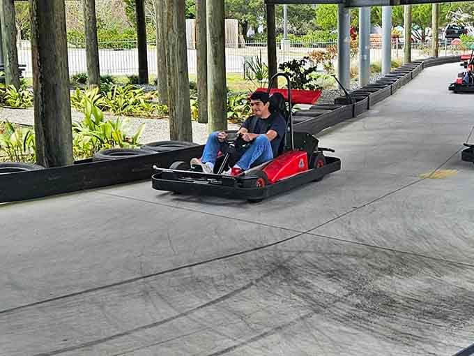 Racing under the covered sections provides shade and the perfect opportunity to pretend you're in a high-speed chase scene.