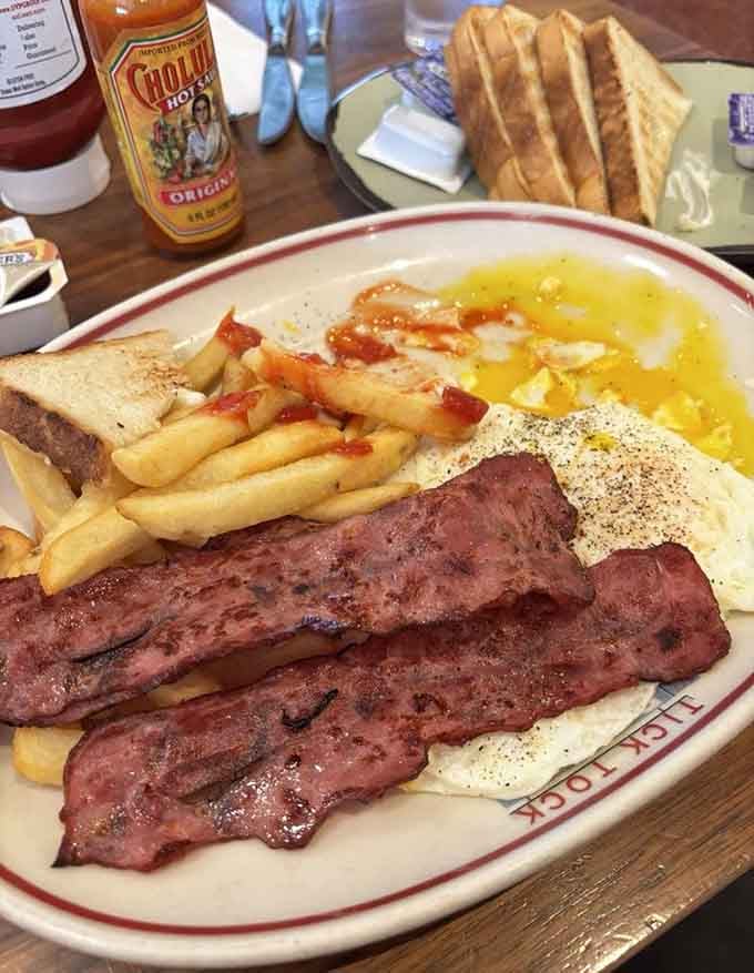 The classic diner breakfast: eggs, bacon, fries, toast, and enough fuel to power through anything life throws.