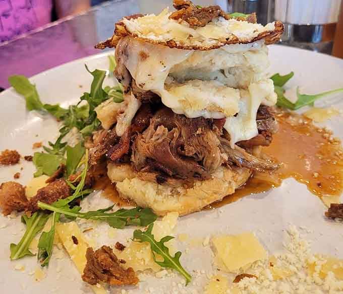 Sweet Chili Roasted Duck on a biscuit proving that breakfast doesn't have to play by anyone's boring rules.