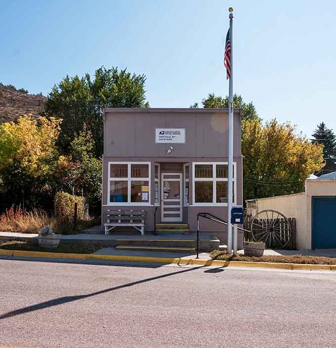 This post office might be tiny, but it connects Hartville to the wider world, standing proudly with its flag as a symbol of small-town resilience.