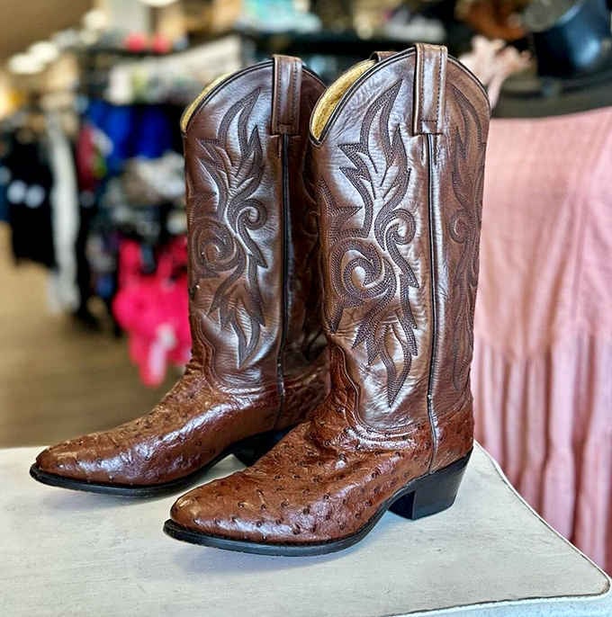 These beautifully tooled leather boots channel your inner rhinestone cowboy at prices that won't require selling the ranch.