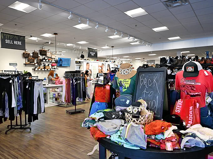 The full panoramic view reveals a thrift store that forgot it was supposed to look like a thrift store.