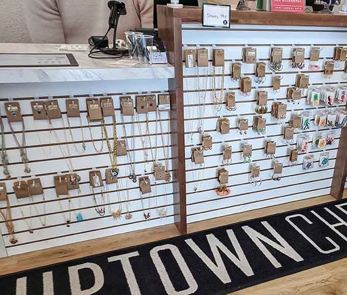 The jewelry counter sparkles with possibilities, offering bling without the scary credit card statement that usually follows.