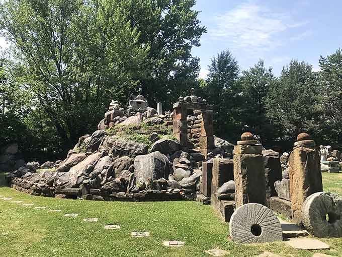 Ancient millstones and weathered columns stand as mysterious monuments to craftsmanship that's built to outlast us all.