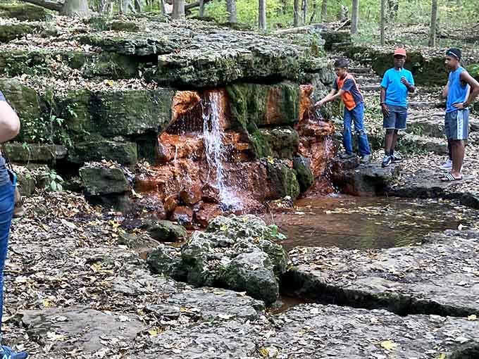 The Yellow Spring itself, where iron-rich water creates colors that look Photoshopped but are gloriously, impossibly real.