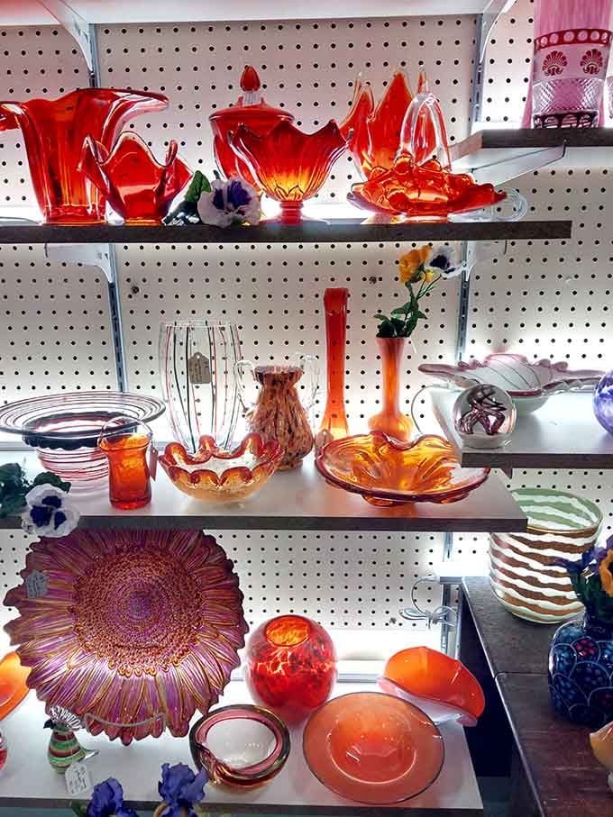 Art glass that catches light like frozen fire, proving functional items can also be absolutely stunning.