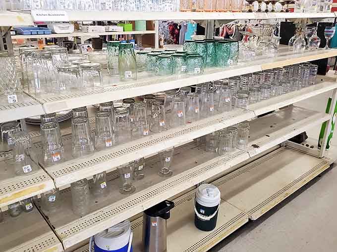 Crystal and glassware await new dinner parties and celebrations. These shelves hold the ghosts of toasts past and champagne moments yet to come.