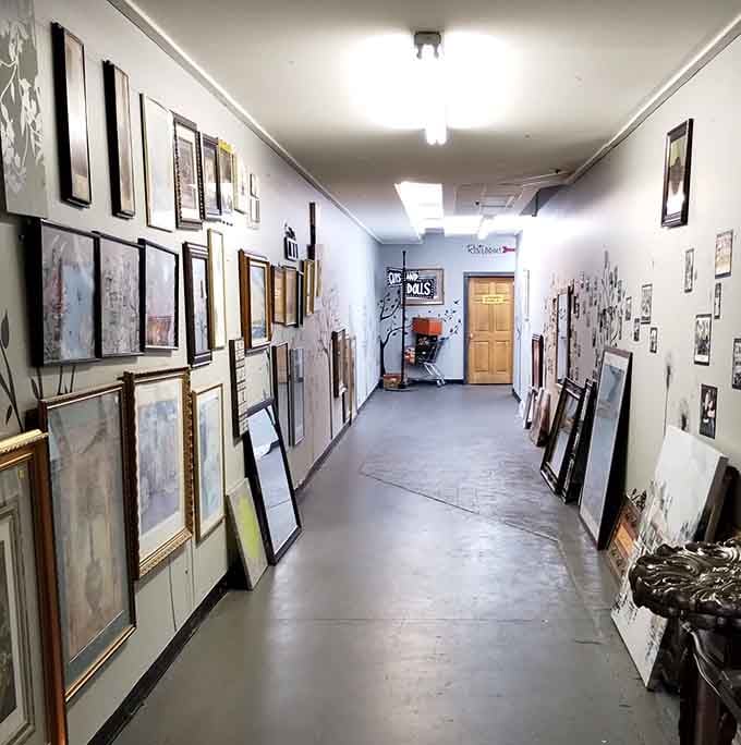 This art-lined hallway feels like a museum where everything has a price tag you won't need to mortgage your house for.