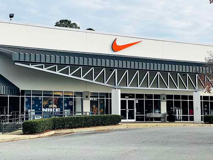 The Nike store stretches wide with promises of athletic glory, even if your marathon is mostly Netflix-based these days.